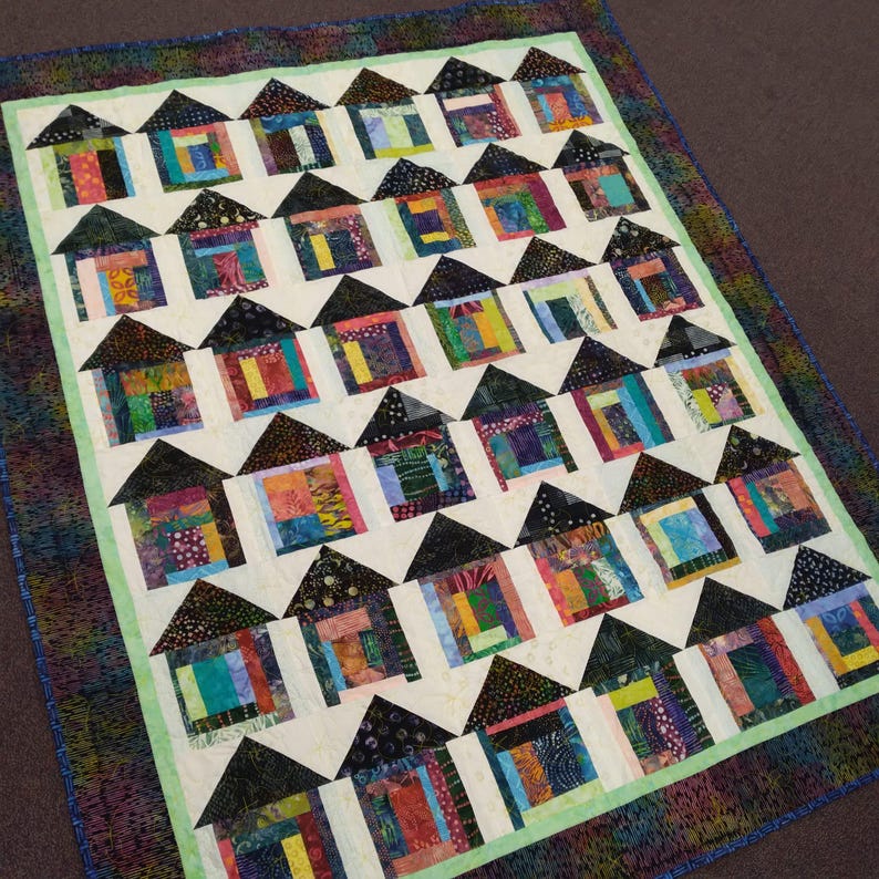 Scrappy Houses, Any Size, Stringpiecing, Strip Pieced, Pdf Download ...
