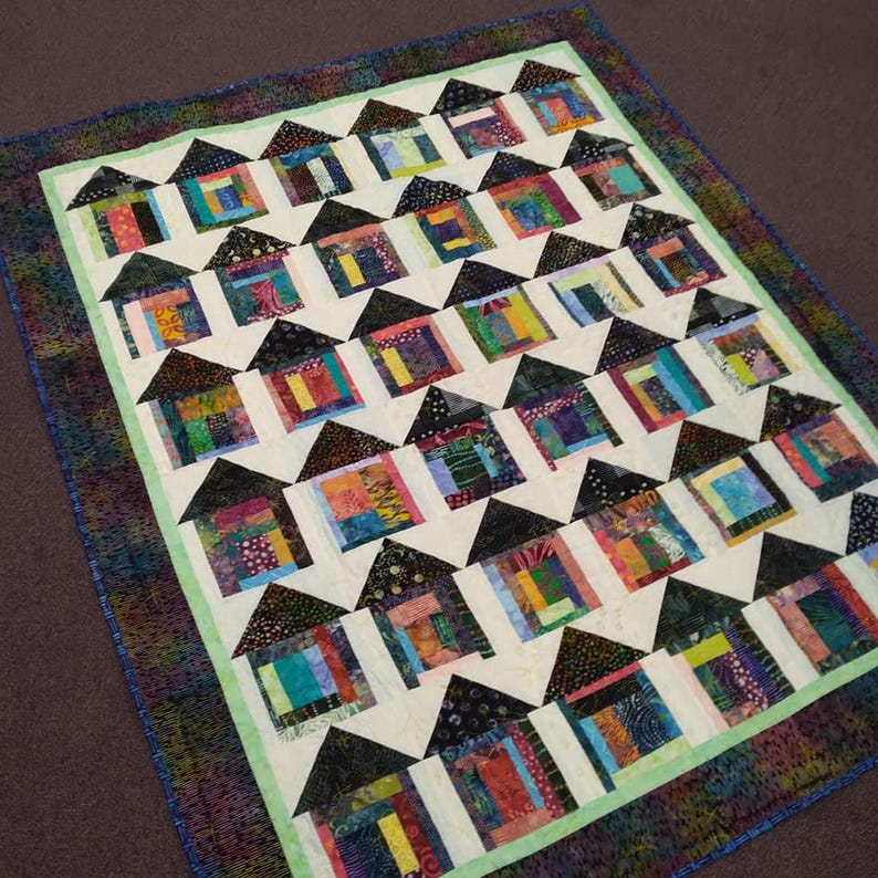 Scrappy Houses, Any Size, Stringpiecing, Strip Pieced, Pdf Download ...