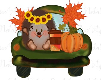 Autumn Hedgehog Clipart - Etsy
