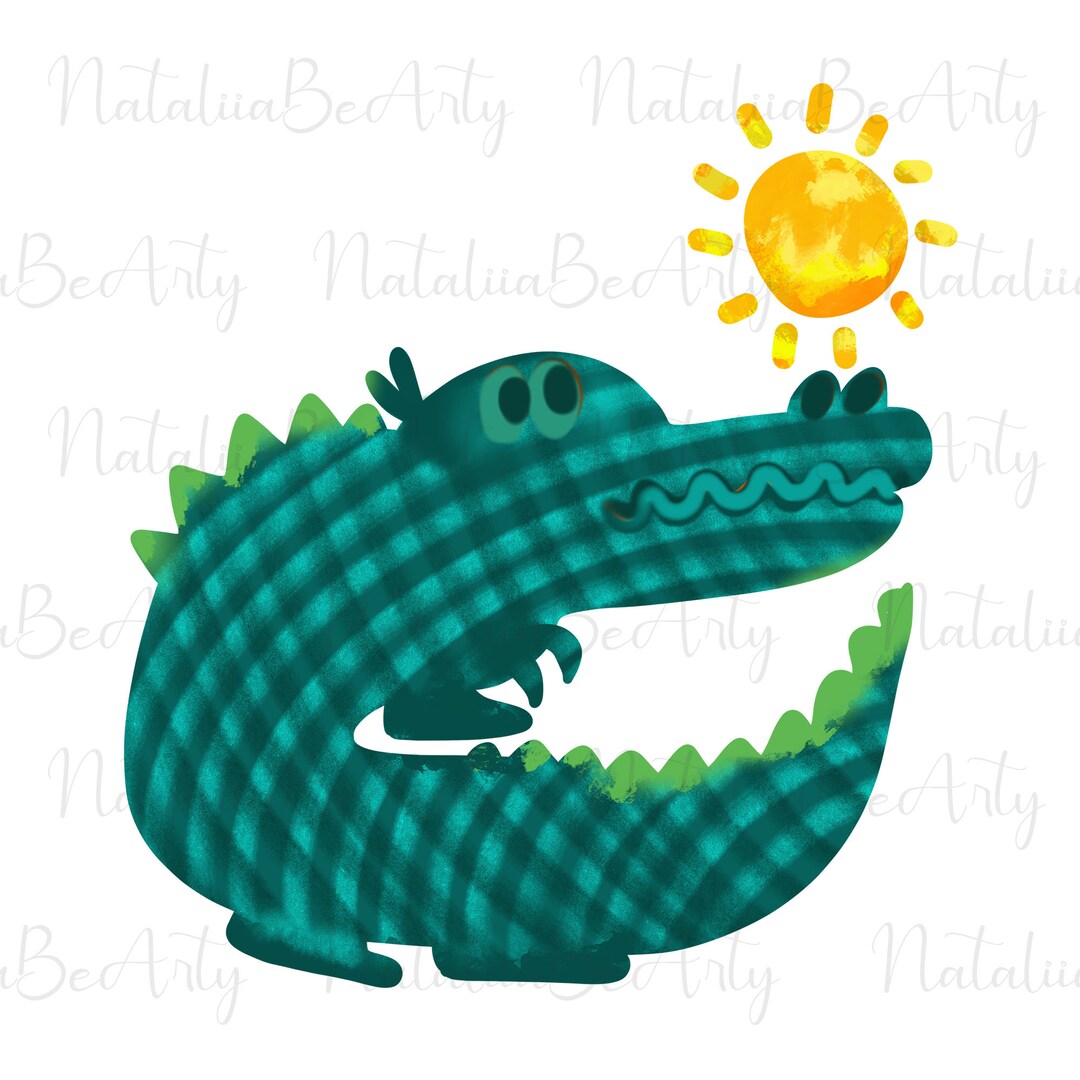 Watercolor Summer Crocodile Sublimation Png Designs Download, Beach ...