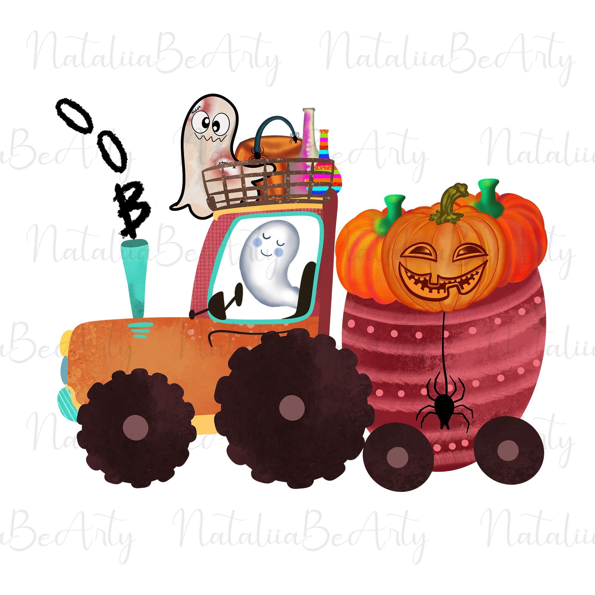Halloween Tractor Sublimation Png Design Download, Halloween Kids Truck ...