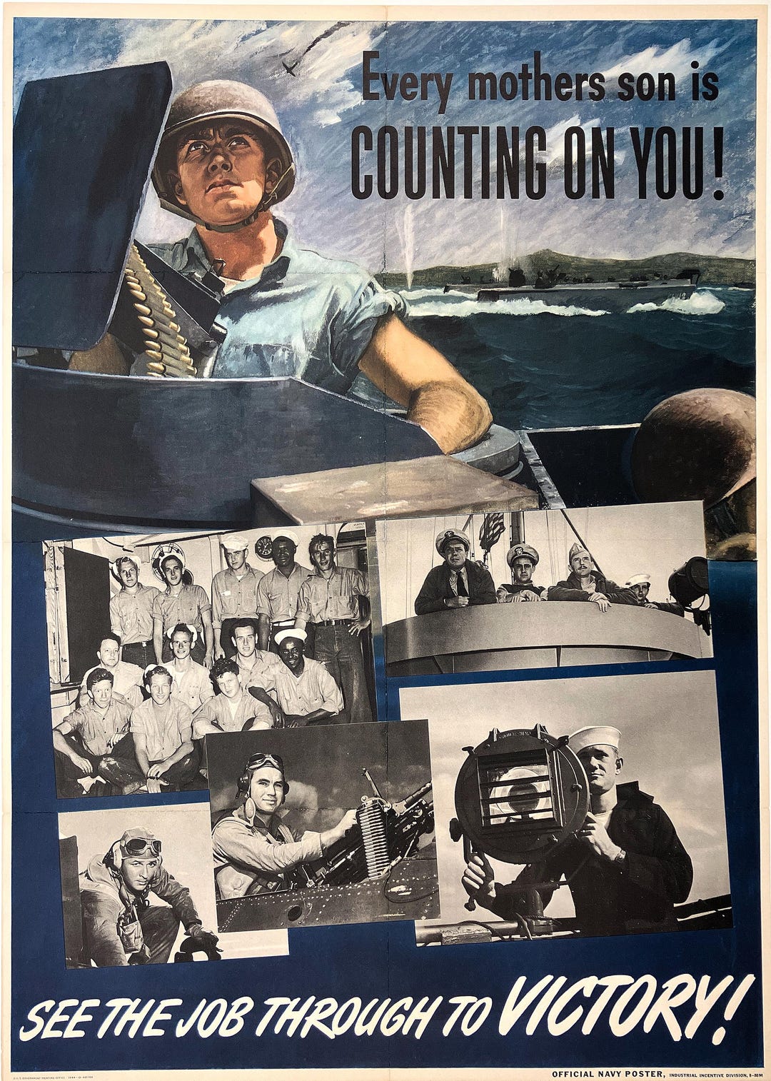 Original Vintage WWII Every Mothers Son is Counting on You Poster 1944 ...