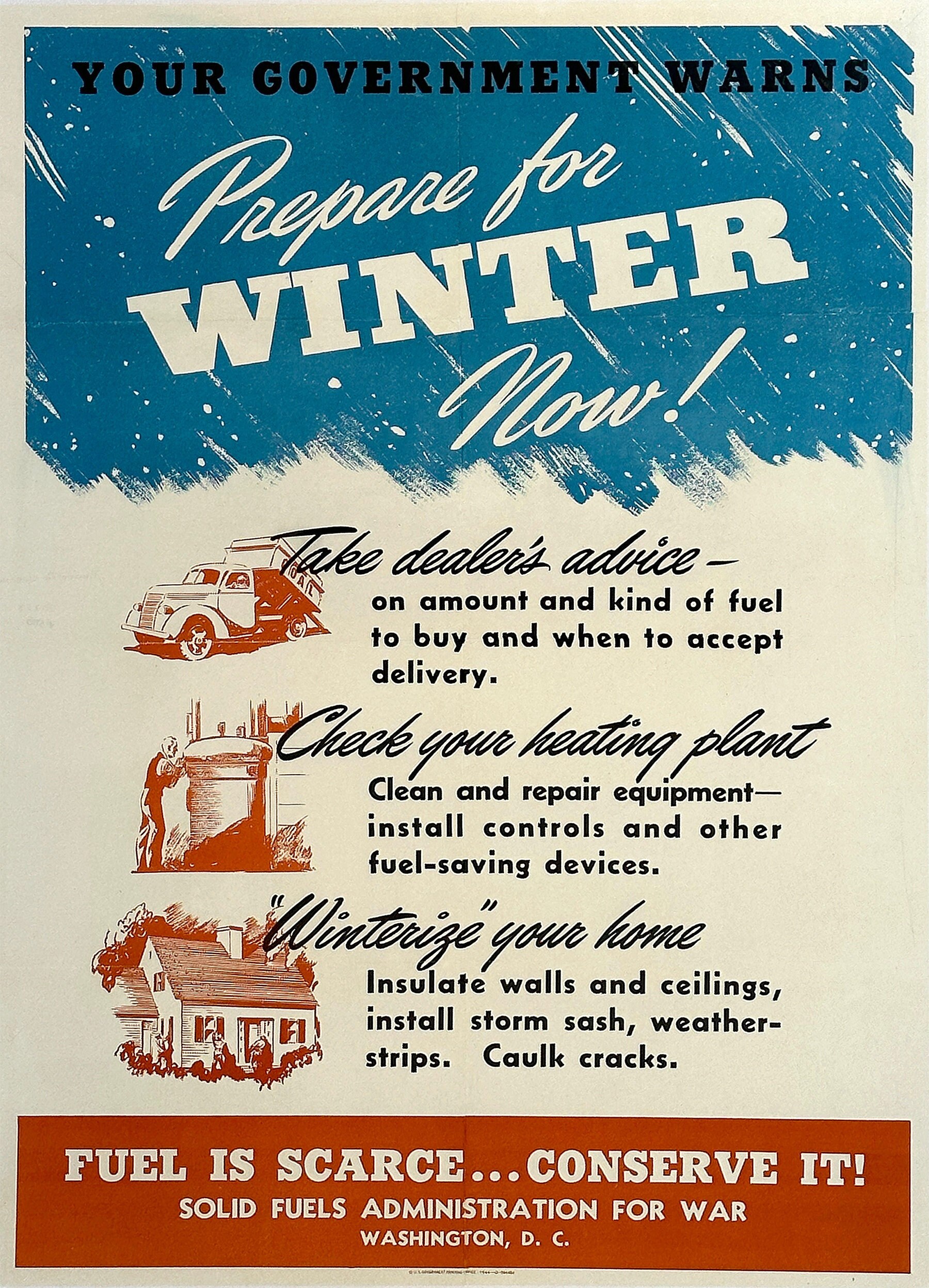 Original Vintage WWII Prepare for Winter Now Poster 1944 - Etsy