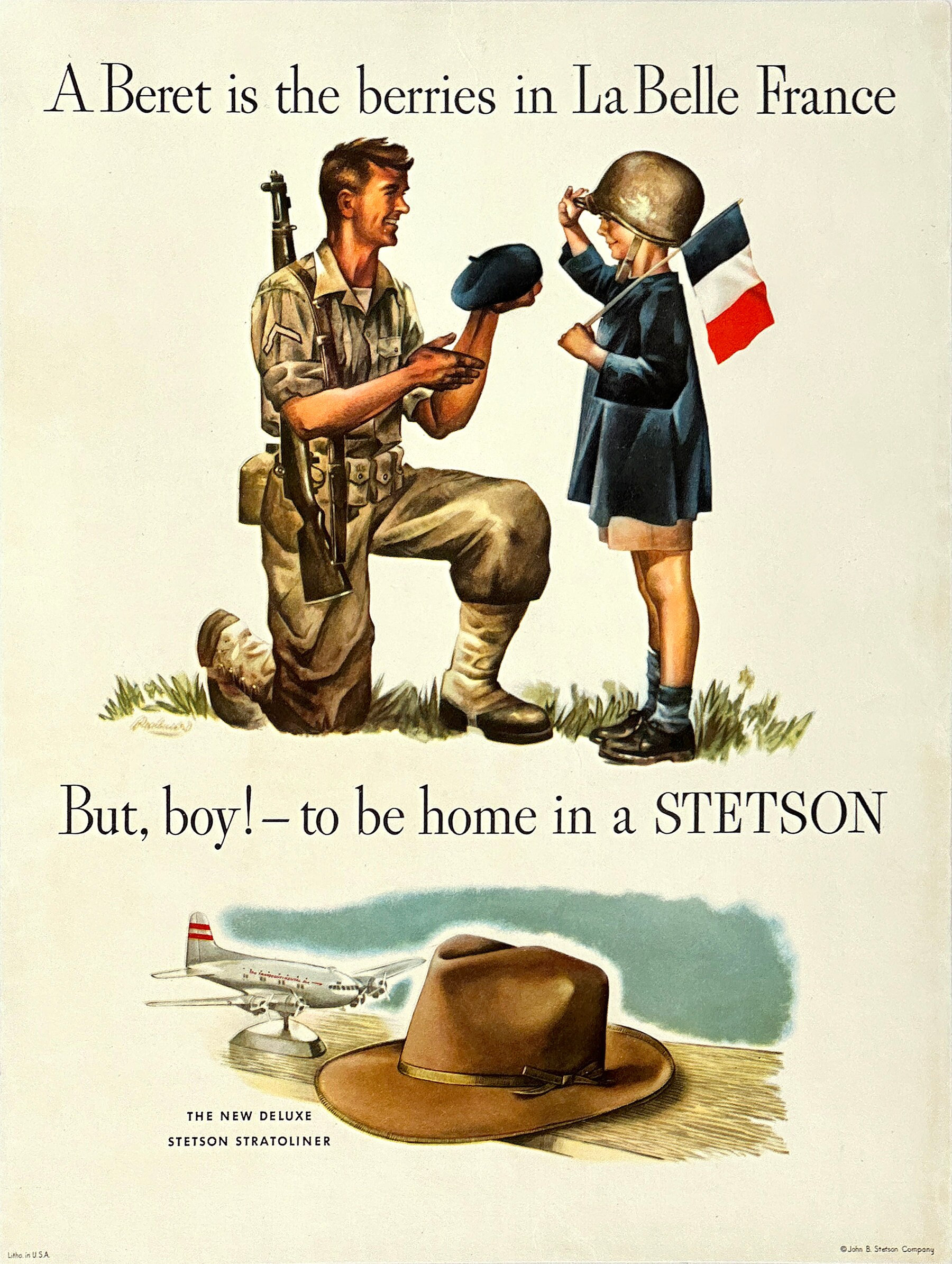Original Vintage WWII Stetson Hat Poster Beret Berries 1944 - Etsy