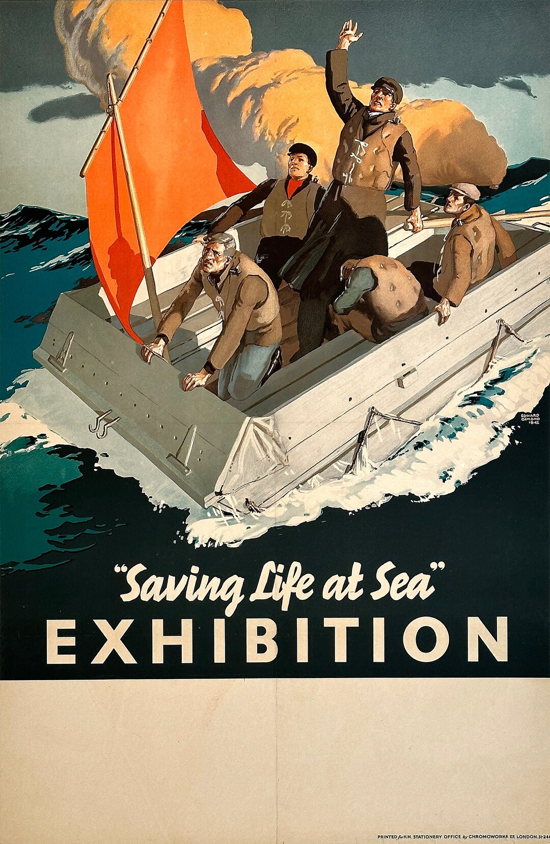 Original Vintage WWII British Poster Saving Life at Sea Exhibition ...