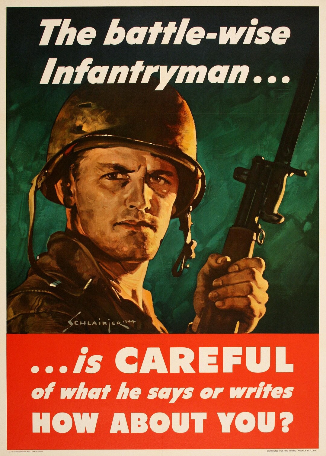 Original American WWII 1944 Poster by Schlaikjer - the Battle Wise ...