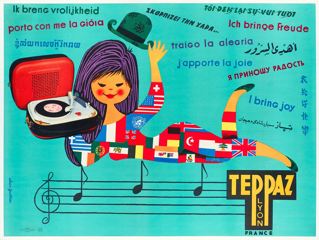 Original Teppaz Record Player Poster by Alain Gauthier C1960 I Bring ...