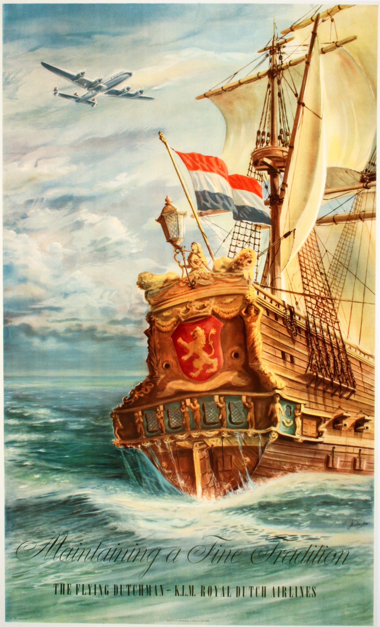 Original Vintage KLM the Flying Dutchman Poster by Joop Van Heusden ...