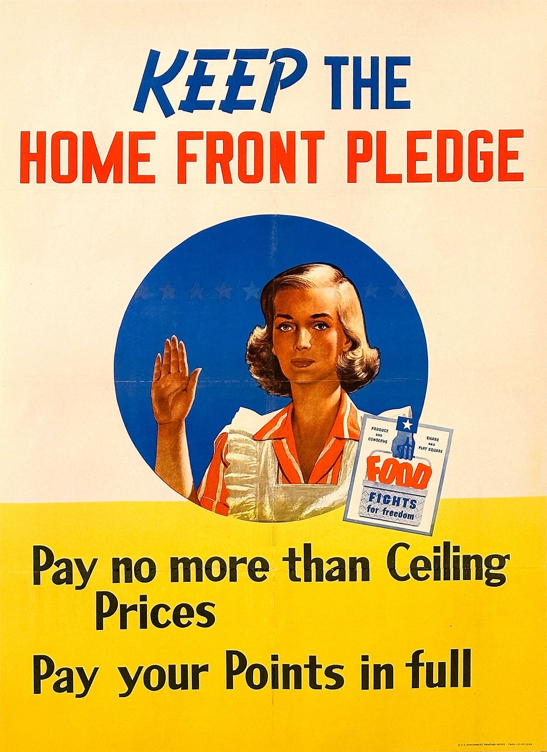 Original Vintage WWII Poster Keep the Home Front Pledge - Inflation ...