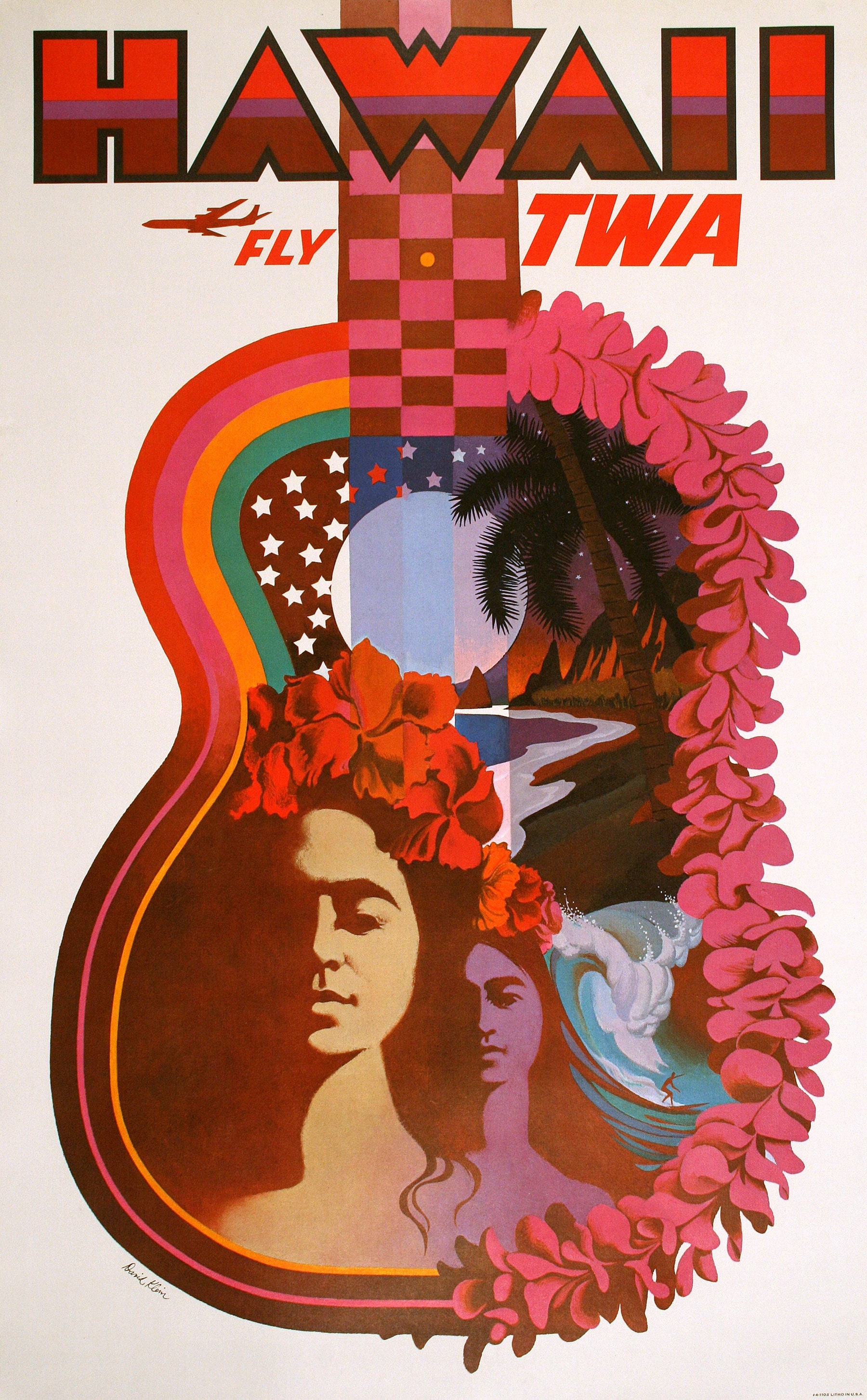 Original David Klein Poster Fly Twa Hawaii C1960 - Etsy