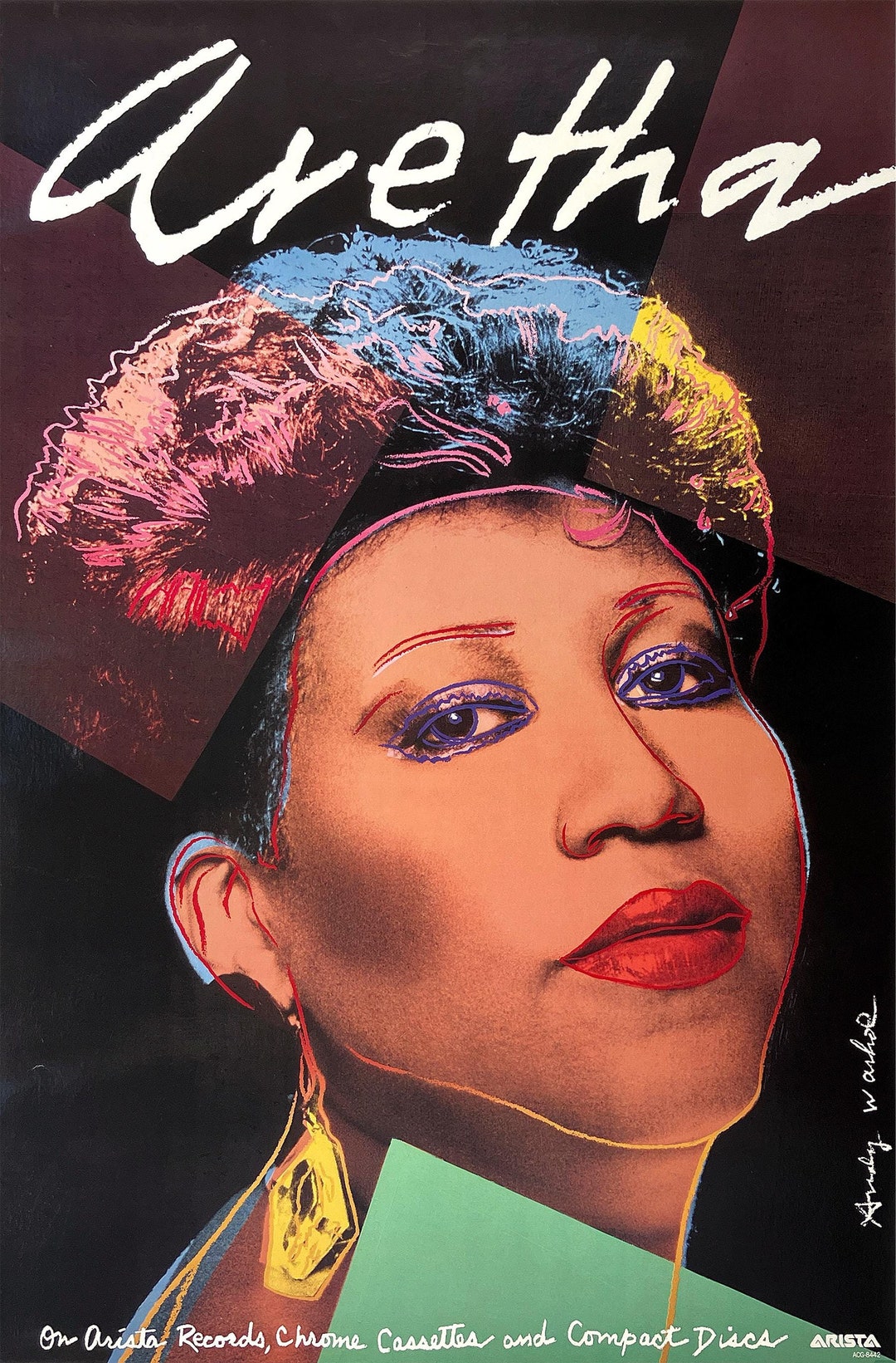 Original Vintage Aretha Franklin Record Poster by Andy Warhol Pop Art ...