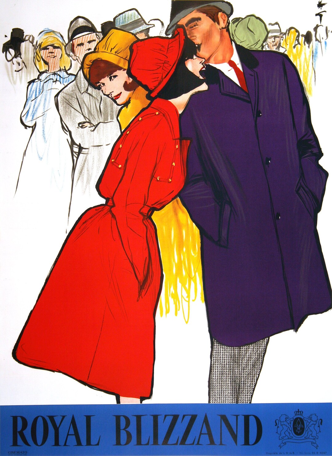 Original Vintage Royal Blizzand Coat Poster by Rene Gruau Couple 1965 ...