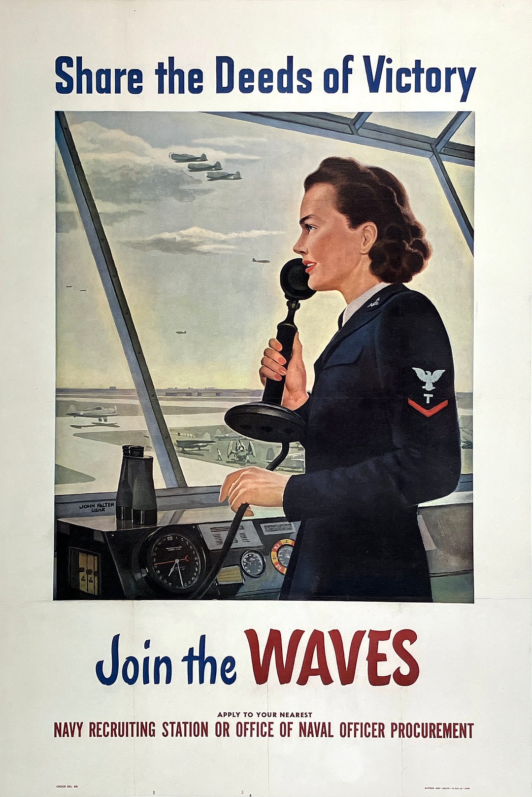 Original Vintage WWII Join the Waves Poster by John Falter 1943 Share ...
