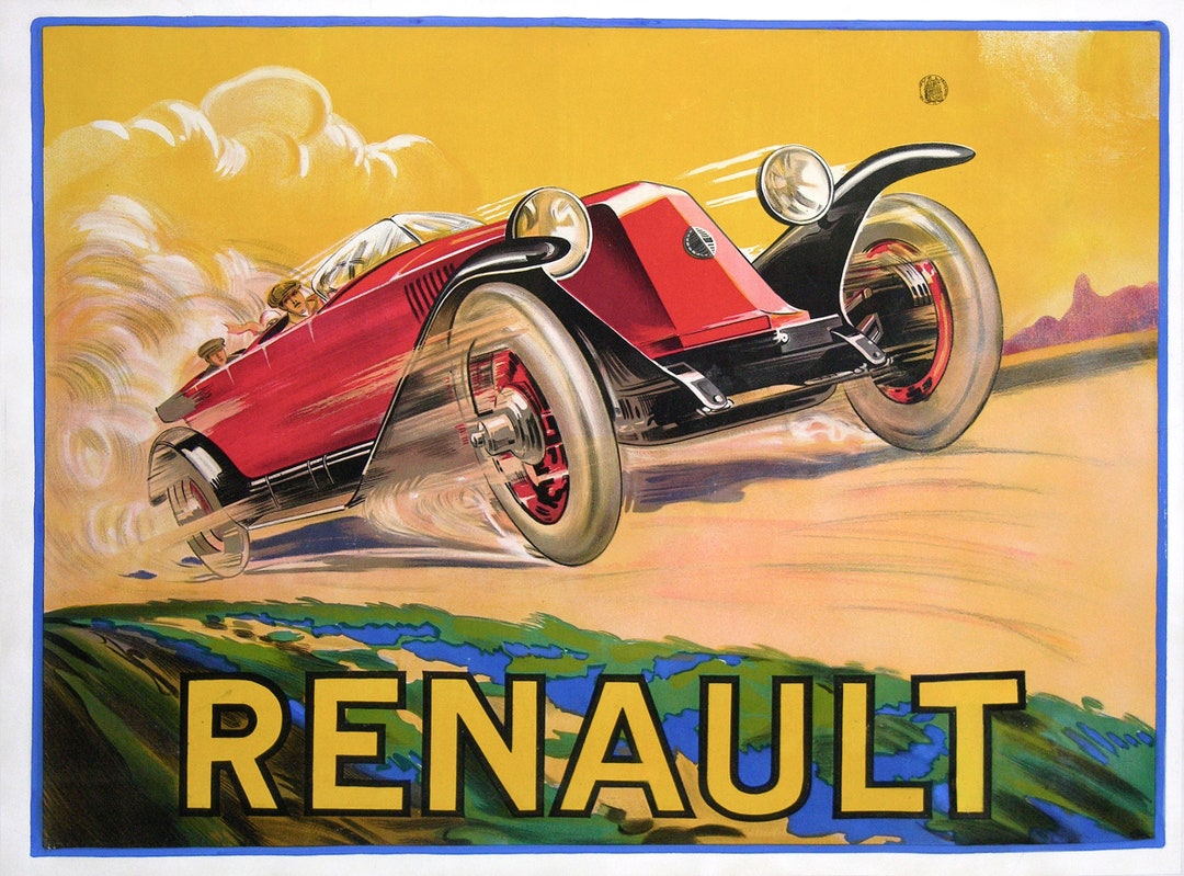 Original Vintage Renault Early Auto Car Poster by Pierre De Bas 1925 - Etsy