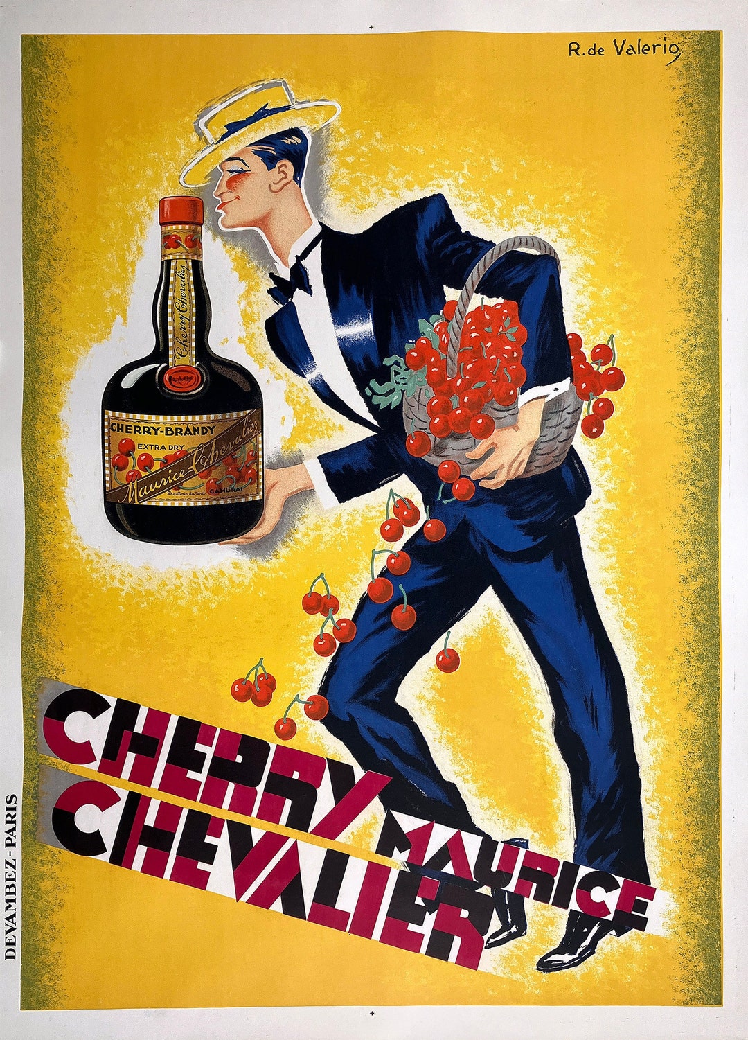 Original Vintage Cherry Maurice Chevalier Poster by Roger De Valerio ...