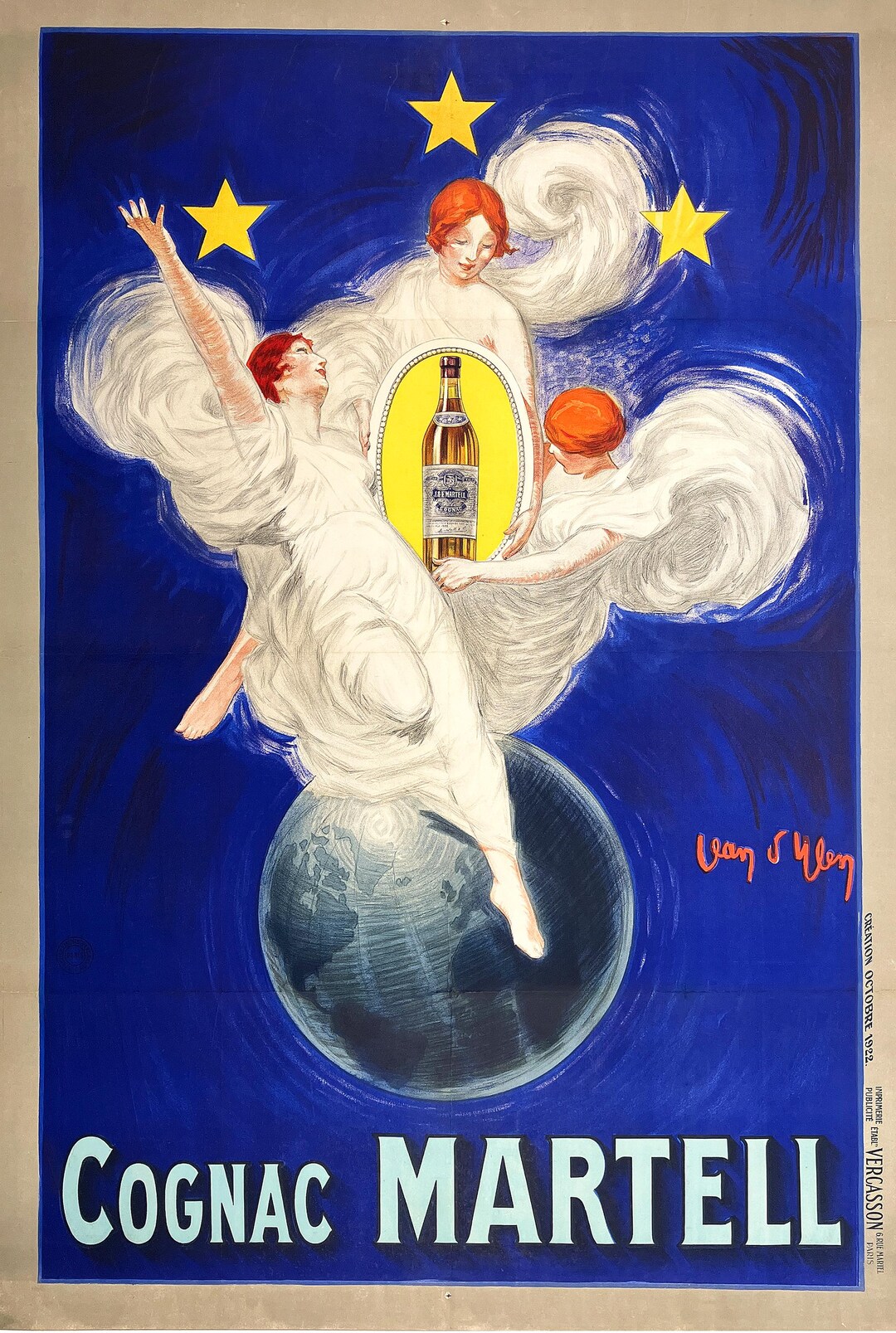 Original Vintage Cognac Martell Poster by Jean Dylen 1922 - Etsy