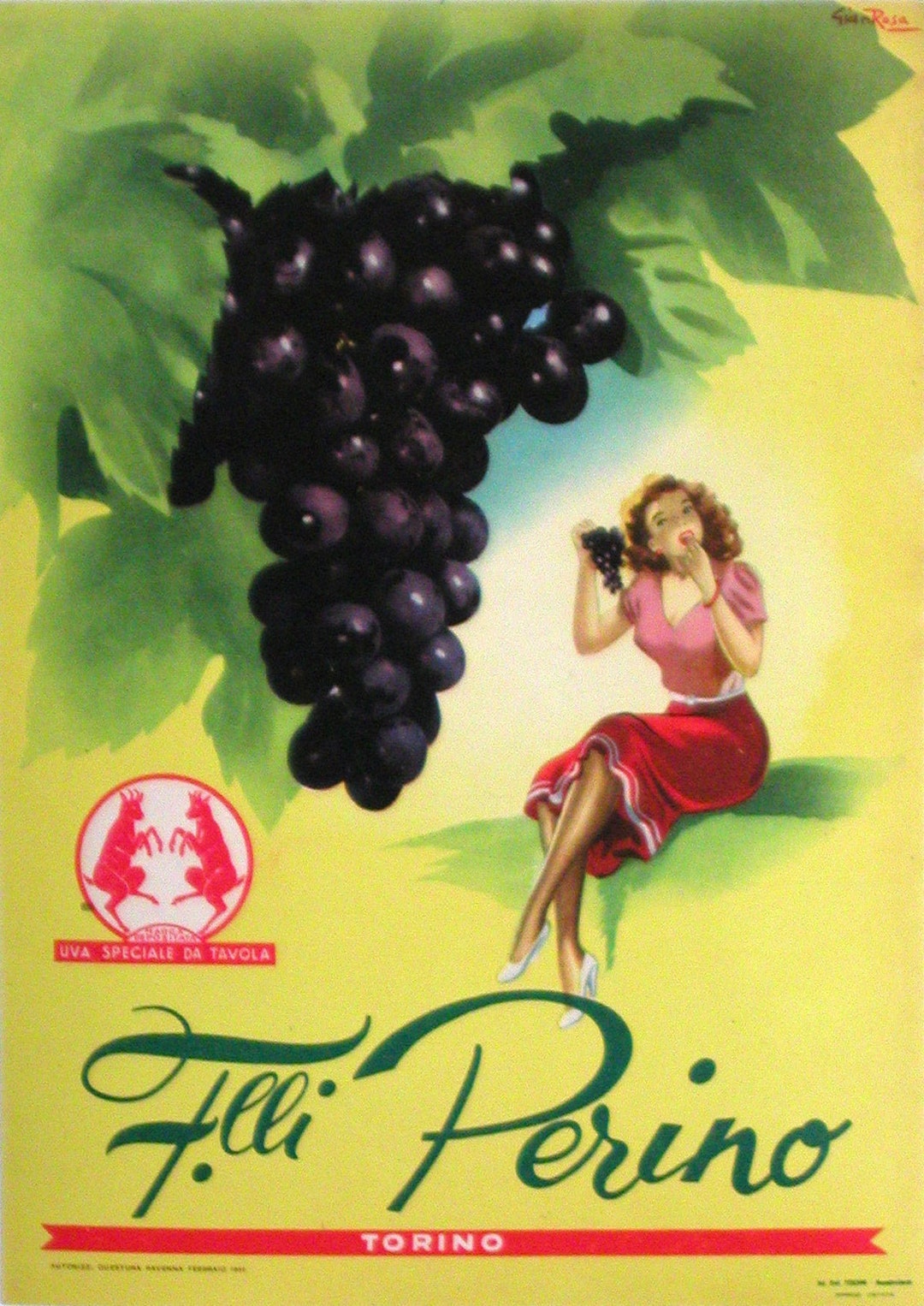 Original Italian Poster for Perino Grapes by Gian Rosa 1951 - Etsy