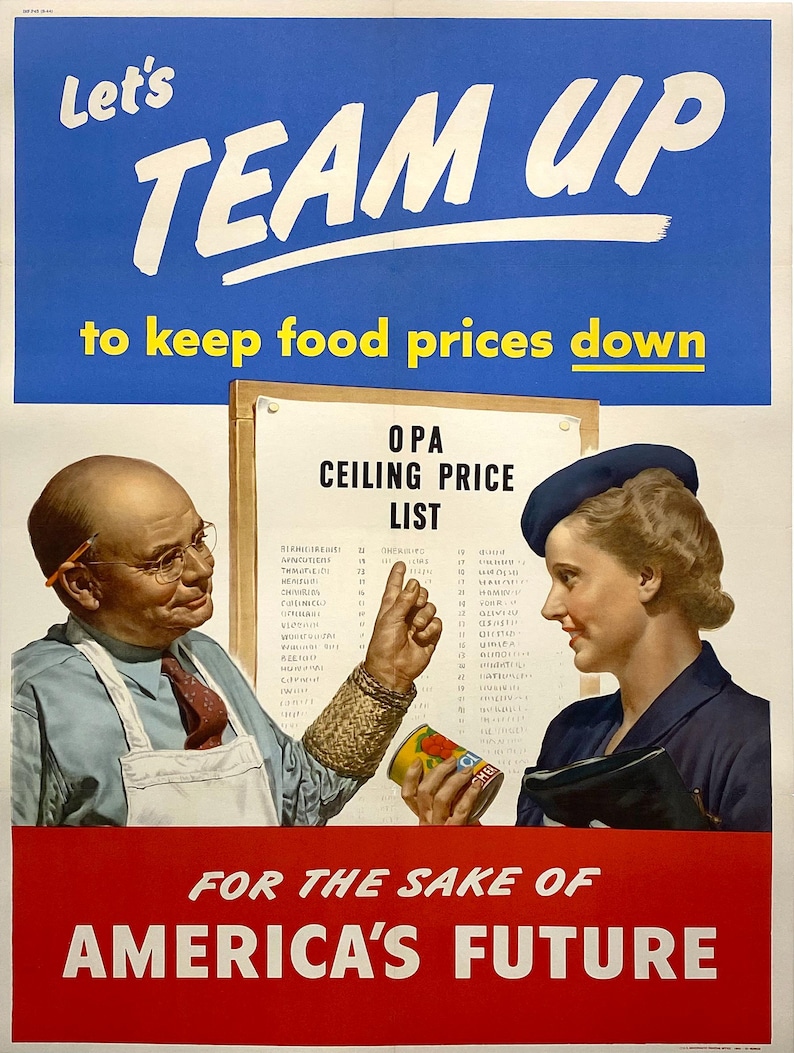 Let's Team up to Keep Food Prices Down Original Vintage Wwll Poster - Etsy