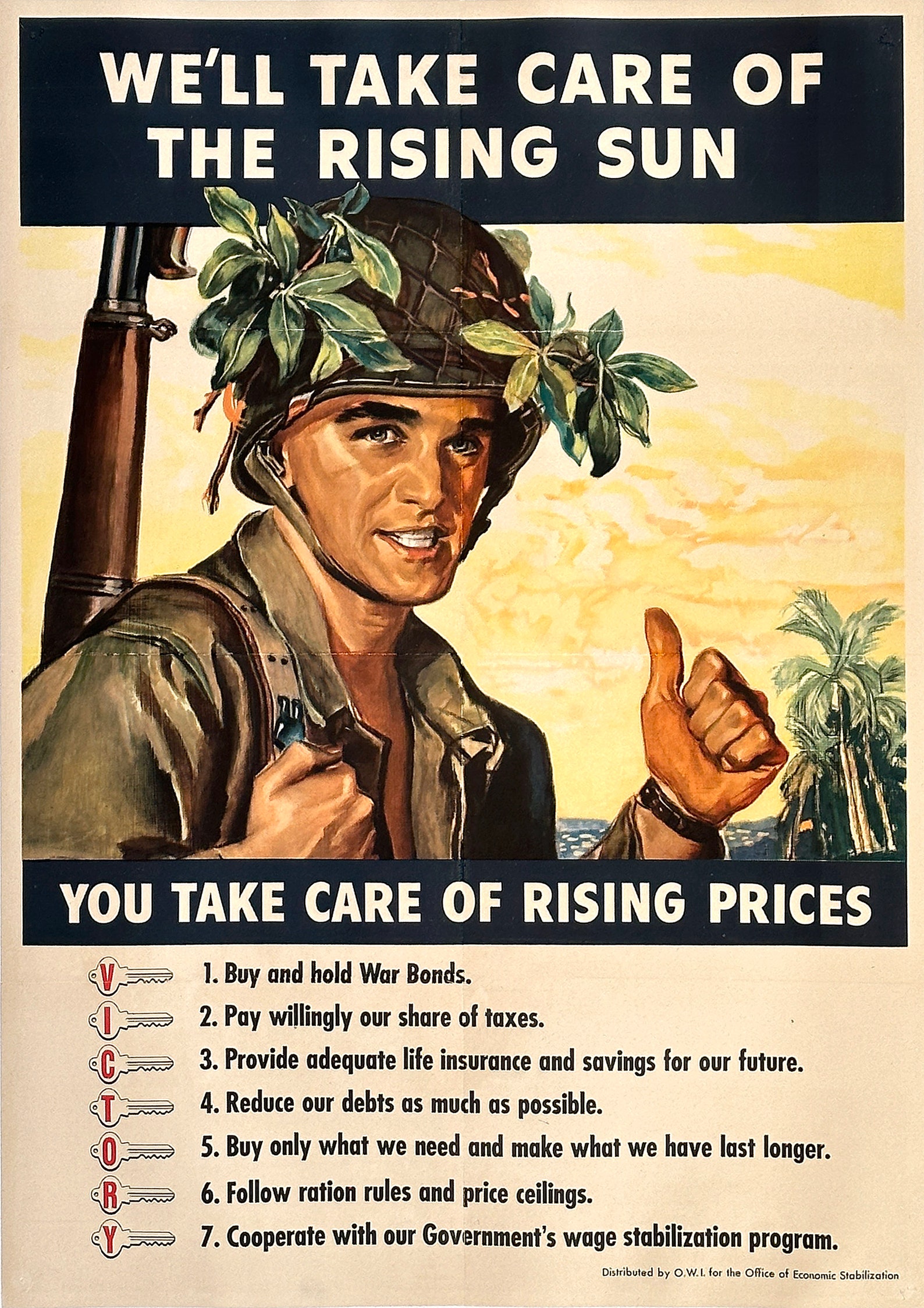Original Vintage WWII Poster We'll Take Care of the Rising Sun ...