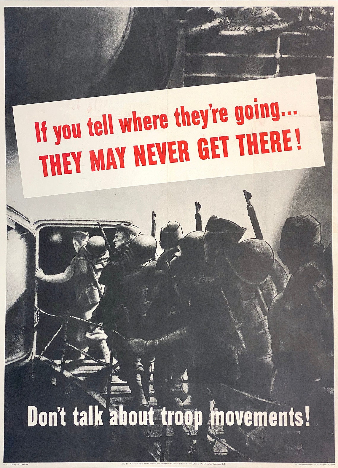Original Vintage WWII Poster Don't Talk About Troop Movements - Etsy