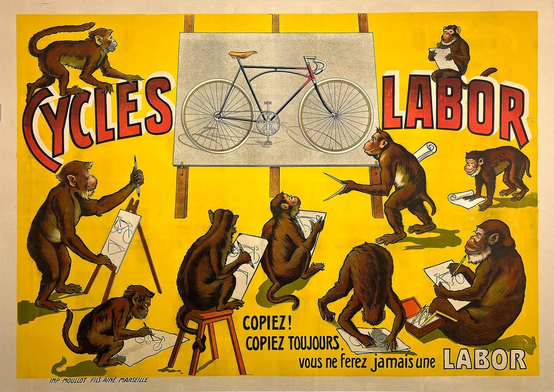 Original Vintage Cycles Labor Poster Monkeys Bicycle C1910 - Etsy