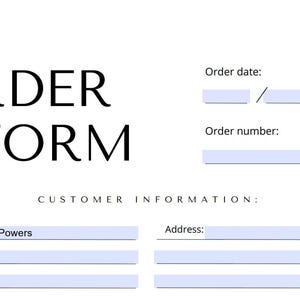 Fillable Order Form Template Printable, Order Form for Small Business ...