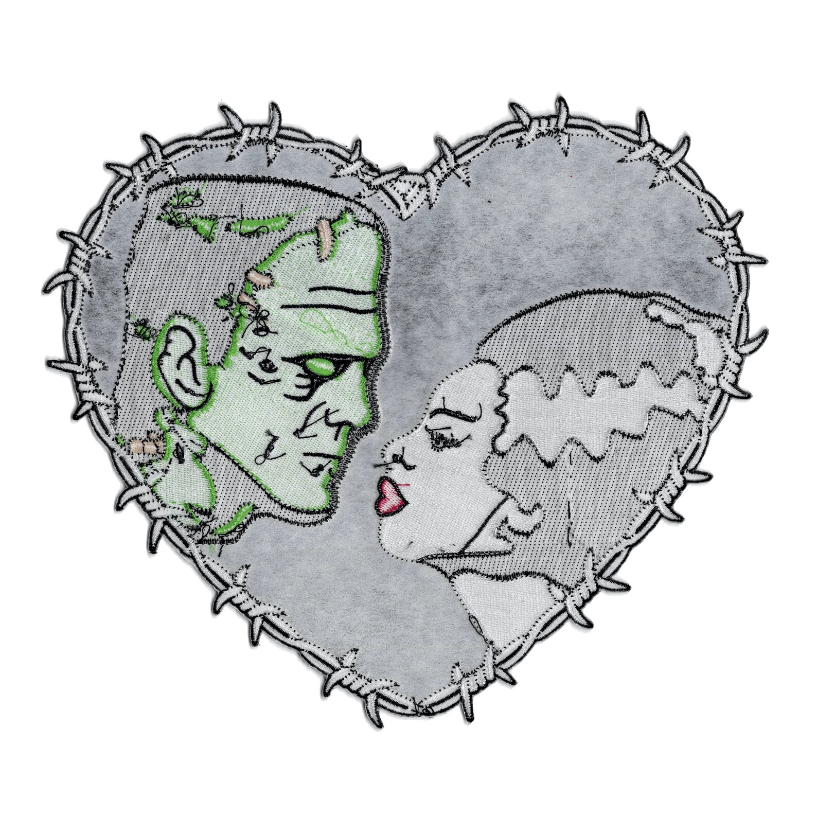 Bride & Frankenstein Heart 10" Wide Embroidered Back Patch - Etsy