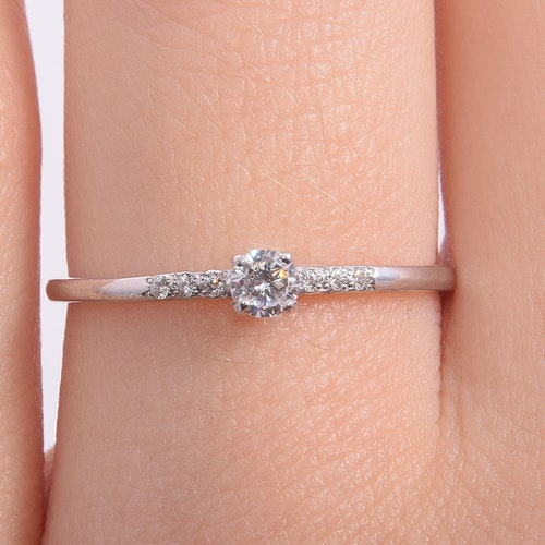 Simple Womens Promise Ring Small White Gold Ring for Her - Etsy