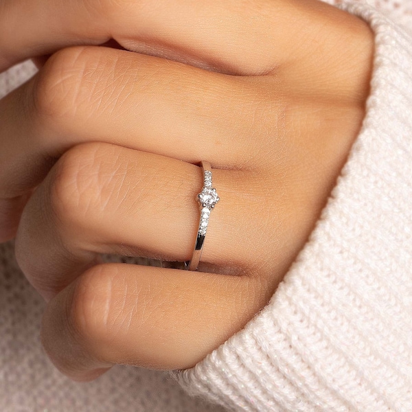 White Gold Simple Ring - Etsy