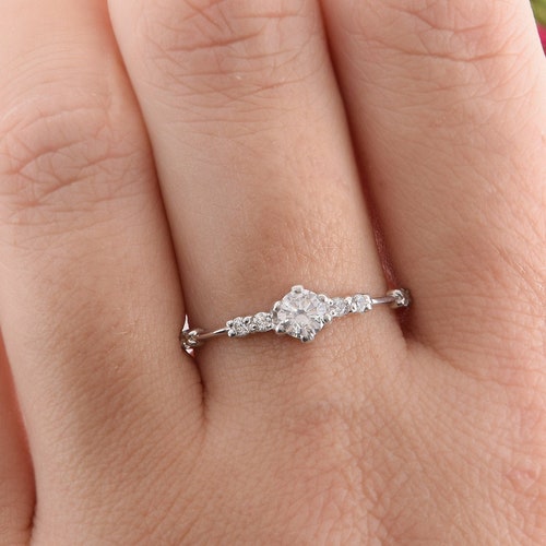 Unique Simple & Dainty Silver Promise Ring for Her White Cz | Etsy