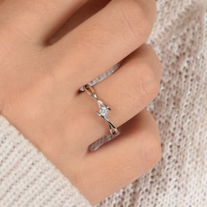White Gold Celtic Promise Ring for Women, Dainty Promise Ring for Her ...