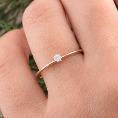 Simple & Dainty 14k Rose Gold Promise Ring for Her Unique - Etsy