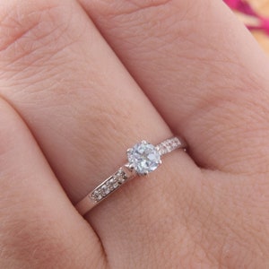 Sterling Silver Blue Topaz Promise Ring for Her, Unique Womens Promise ...