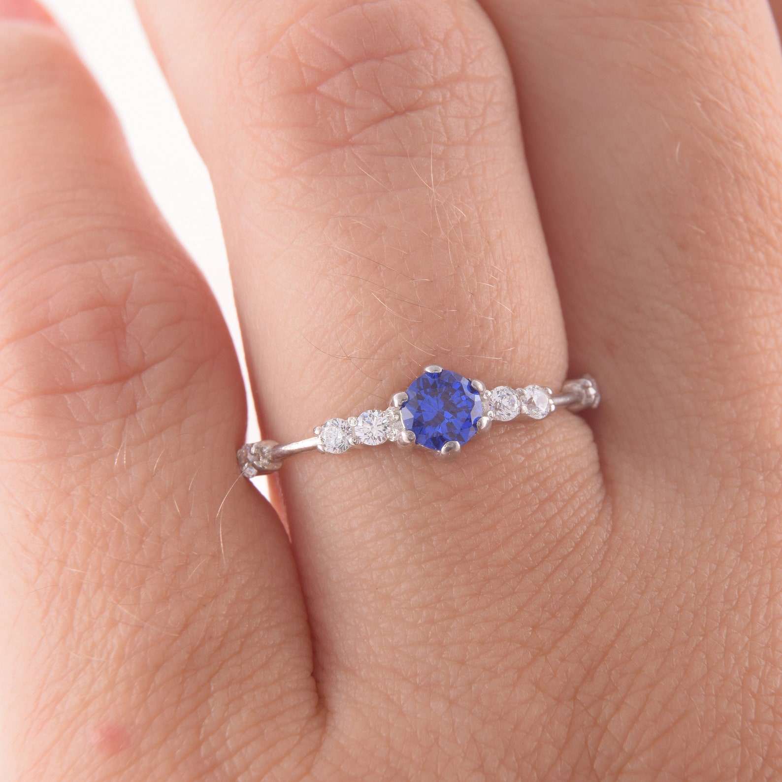 Womens Blue Sapphire Promise Ring for Her Dainty & Simple - Etsy
