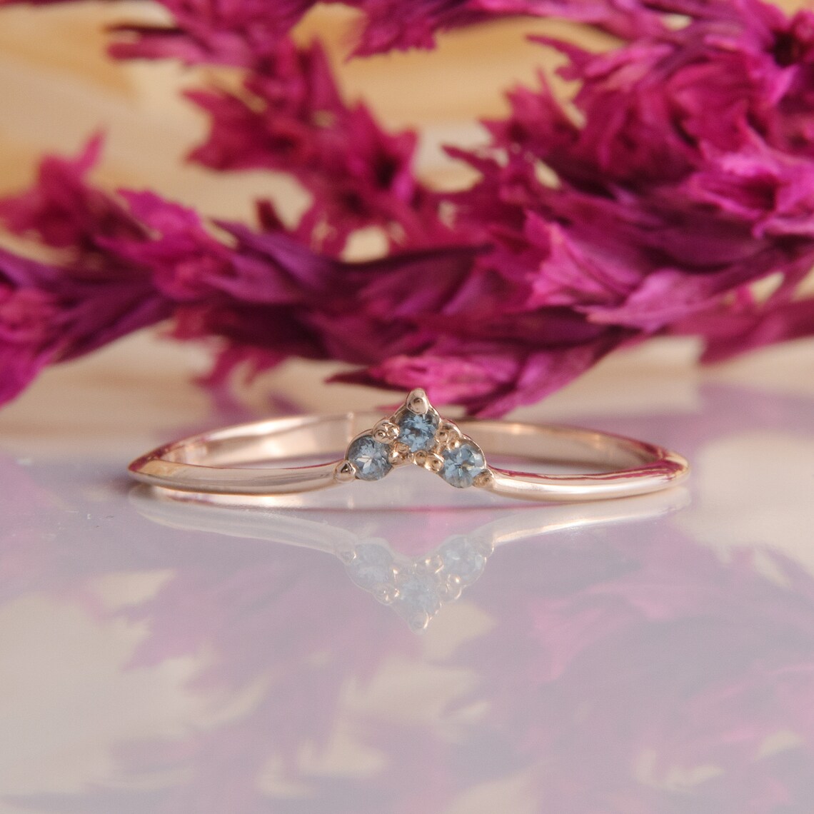 Minimalist Curved Wedding Band Small Gold Wedding Band Topaz | Etsy