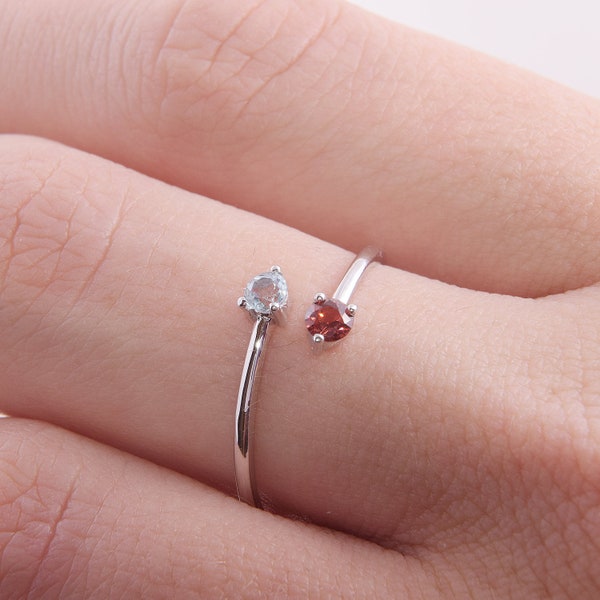 Garnet Dual Stone Ring - Etsy