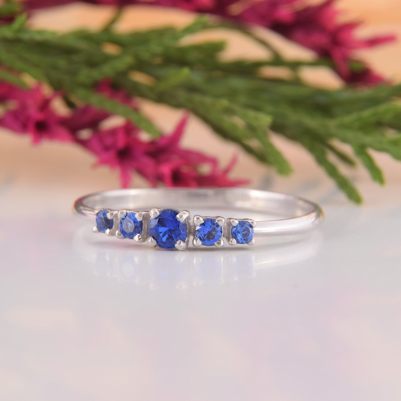 Womens Sapphire Promise Ring Sapphire Silver Ring Minimalist - Etsy
