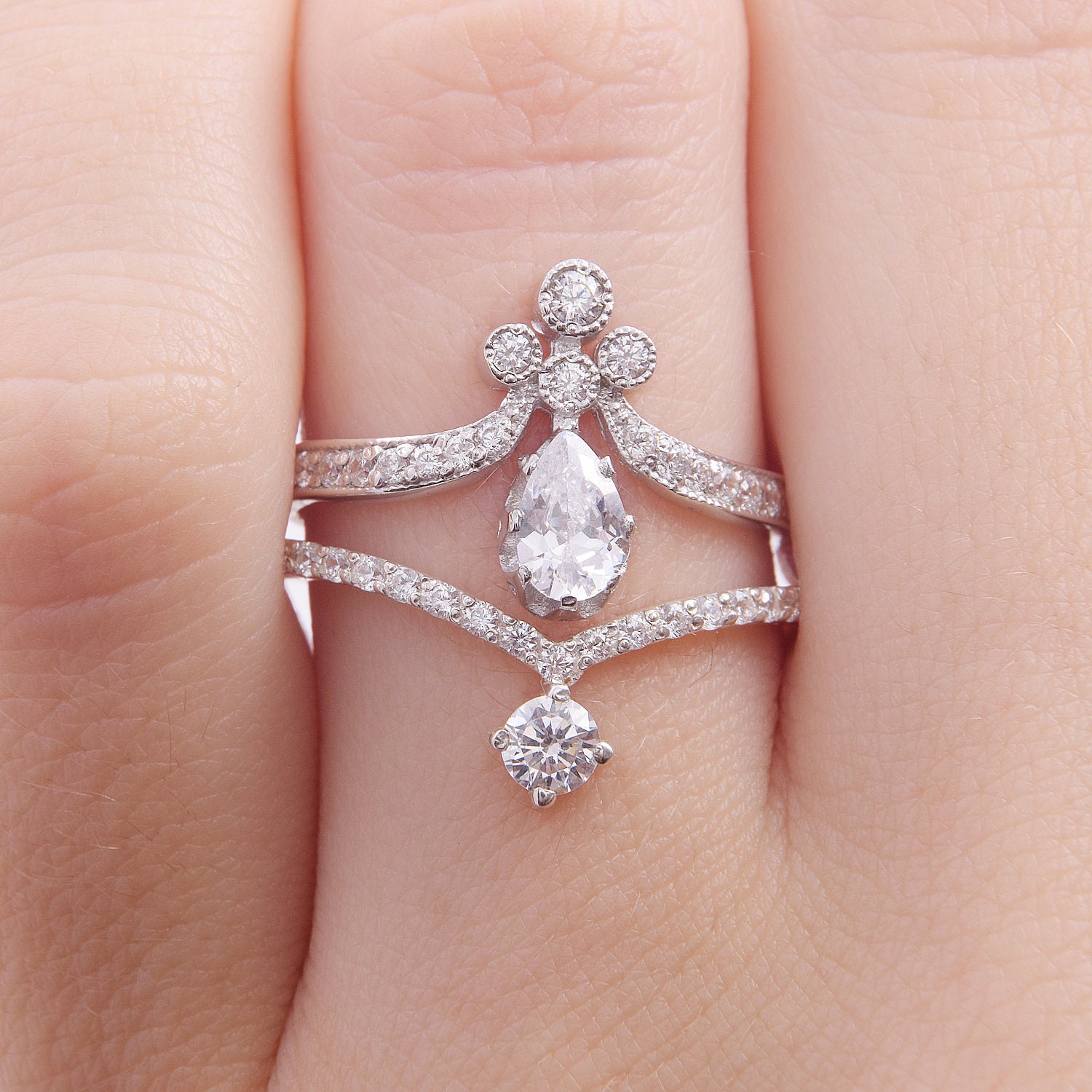 Unique silver victorian wedding rings set Womens wedding | Etsy