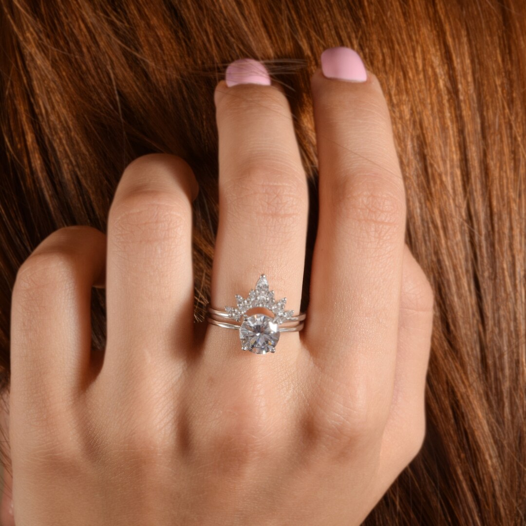 Unique Sterling Silver Womens Wedding Rings Set, 2ct Engagement Rings ...
