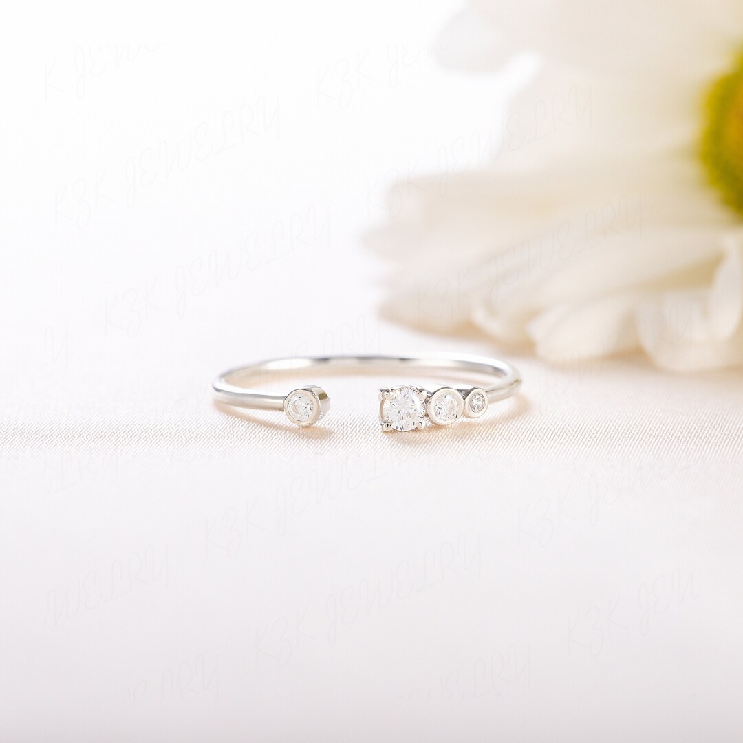 Minimalist Open Stacking Ring, Midi Ring Gold, Dainty 14k White Gold ...