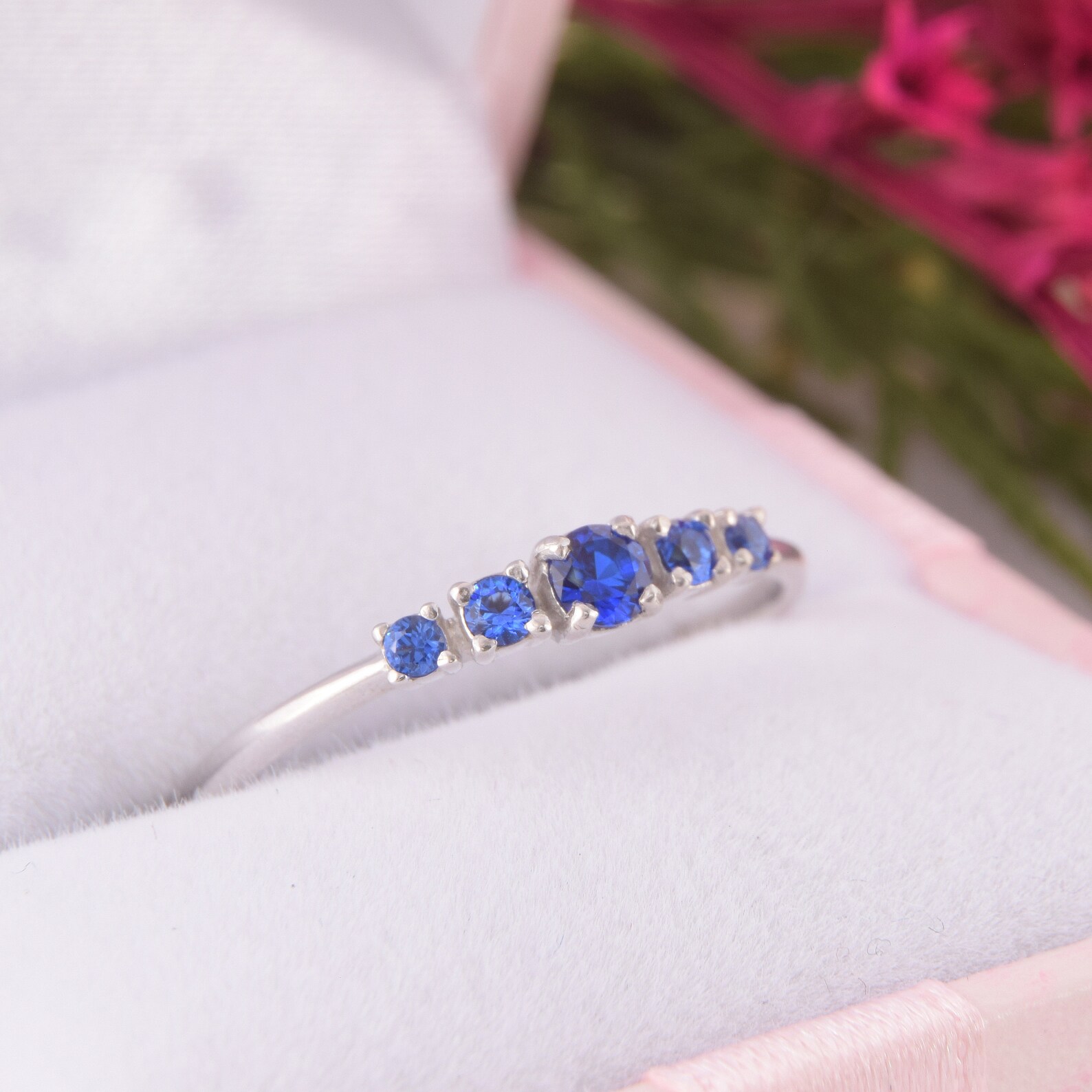 Womens Sapphire Promise Ring Sapphire Silver Ring Minimalist - Etsy