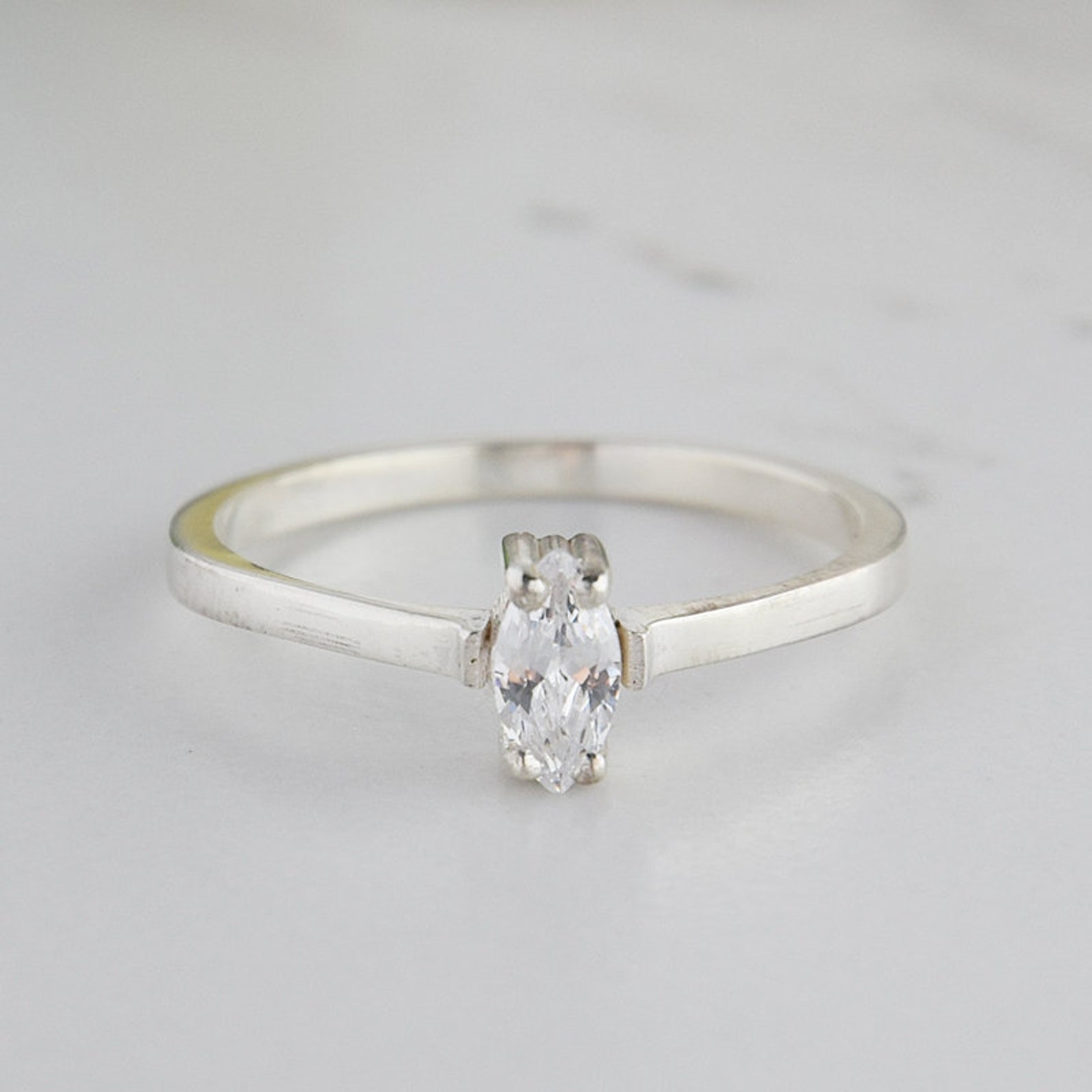 Simple Sterling Silver Promise Ring for Her Small Womens - Etsy