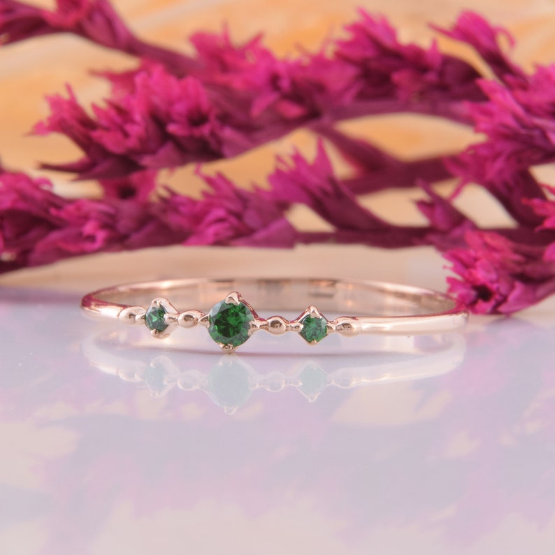 Rose gold emerald promise ring for her Womens emerald ring | Etsy