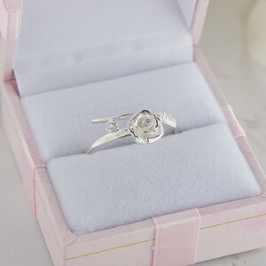 Unique silver flower promise ring for her Womens rose promise | Etsy