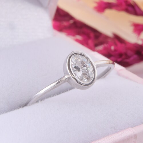 Simple Sterling Silver Womens Promise Ring Dainty Bezel Cut | Etsy