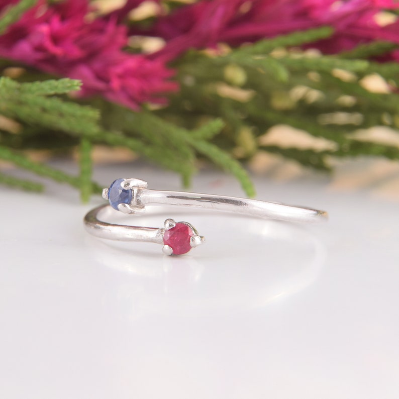 Dual Birthstone Ring Mothers Ring Two Birthstone Ring | Etsy