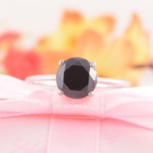 Womens Simple Black Stone Ring, Black Cocktail Ring, Black Promise Ring ...