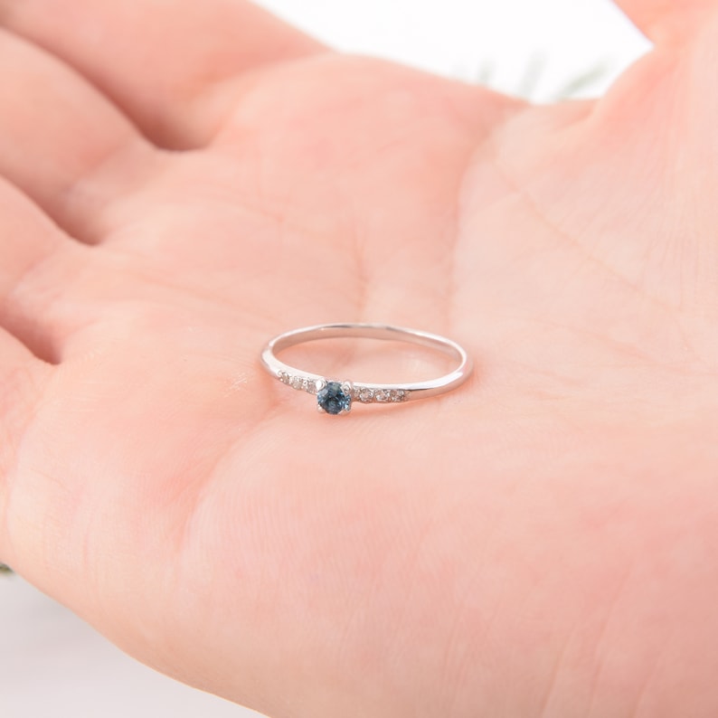 Blue Topaz Promise Silver Ring, Minimalist Promise Ring for Her ...