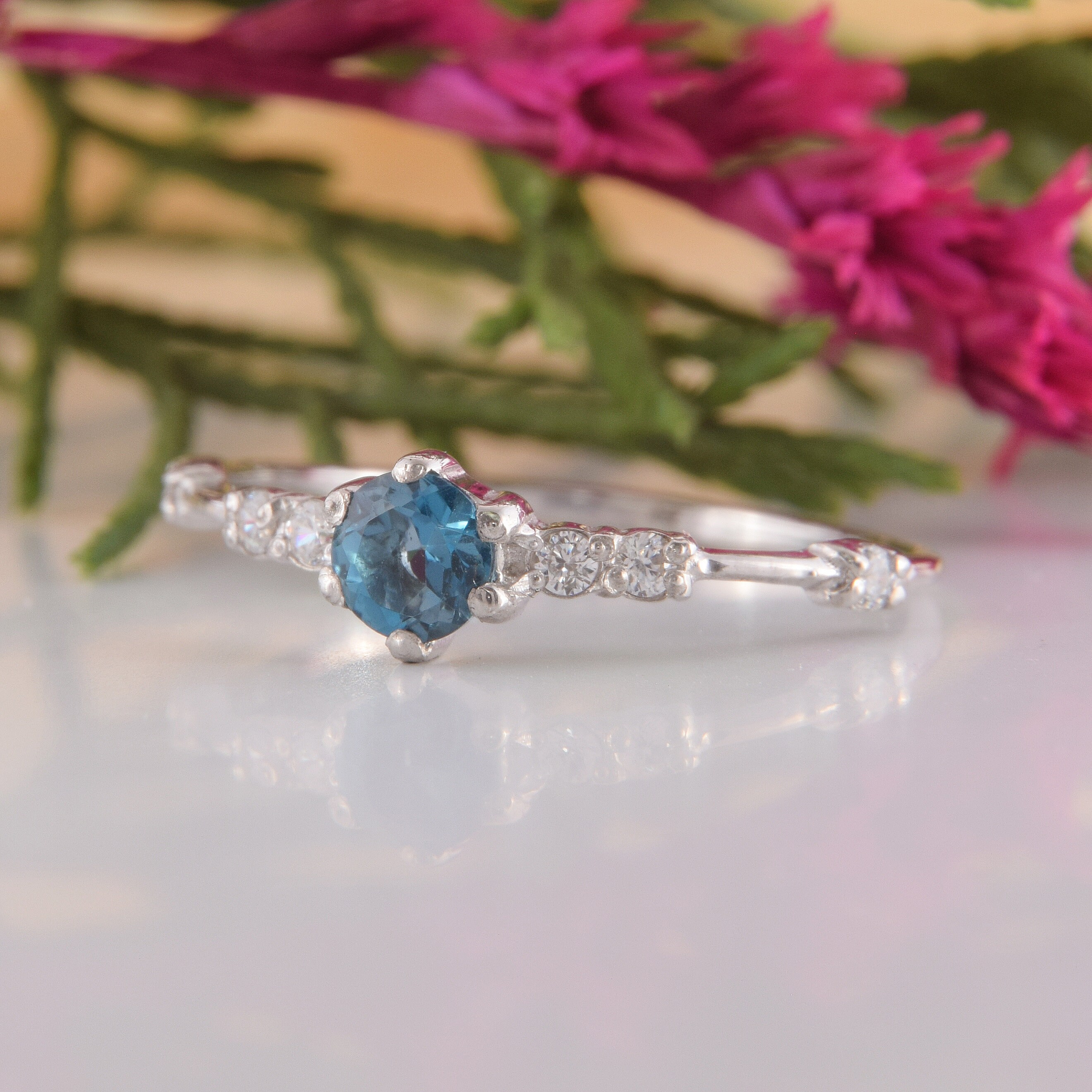 Womens Topaz Silver Ring Unique Topaz Ring Womens Promise | Etsy