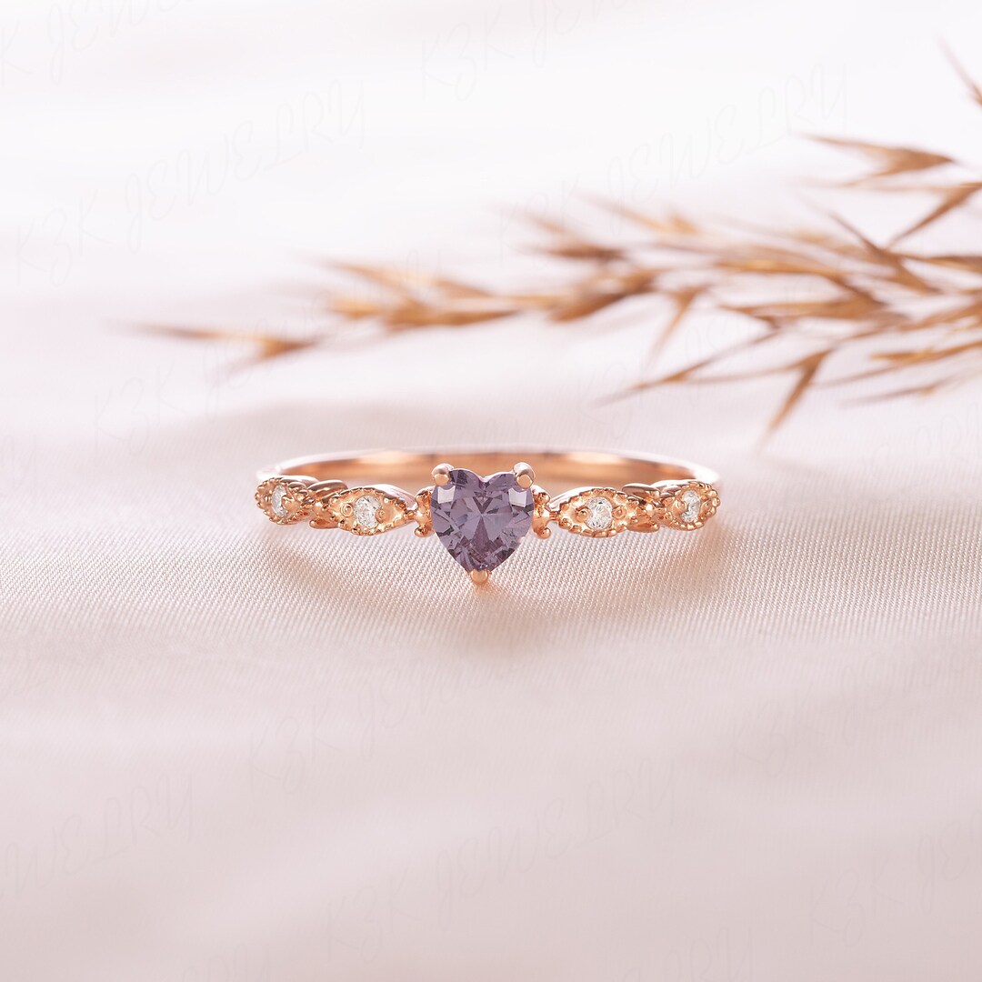 Dainty Minimalist Alexandrite Promise Ring for Her Women Alexandrite ...